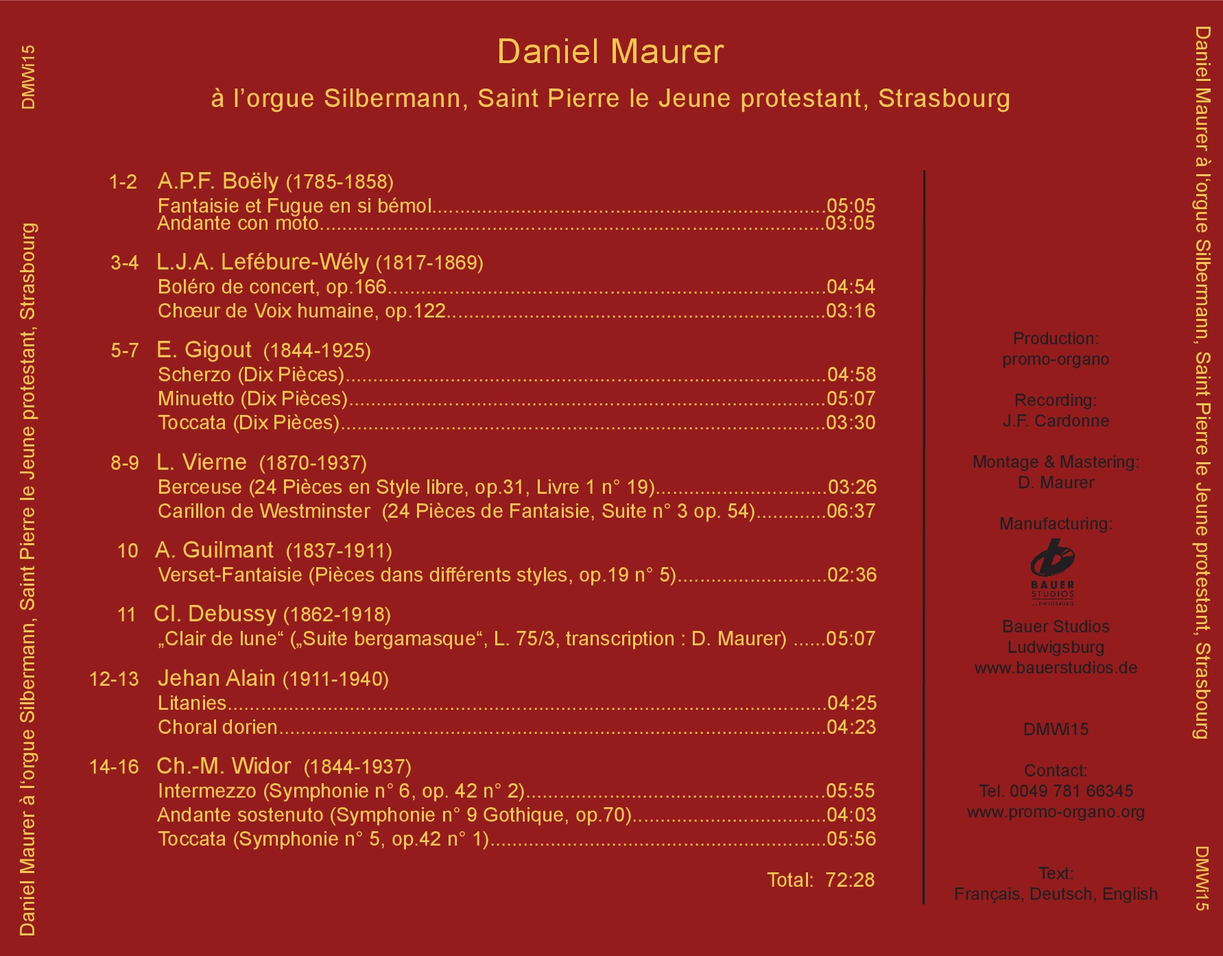 Ch. M. Widor L. Vierne … – Daniel Maurer – Organist